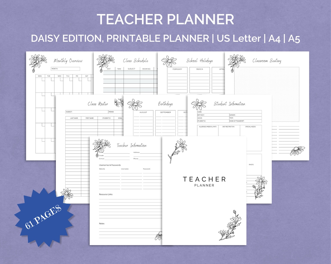 Teacher Planner Printable Planner Undated Lesson Planners - Etsy