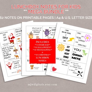 Lunchbox Notes for Kids Mega Bundle, Printable, 162 Lunch Notes ...