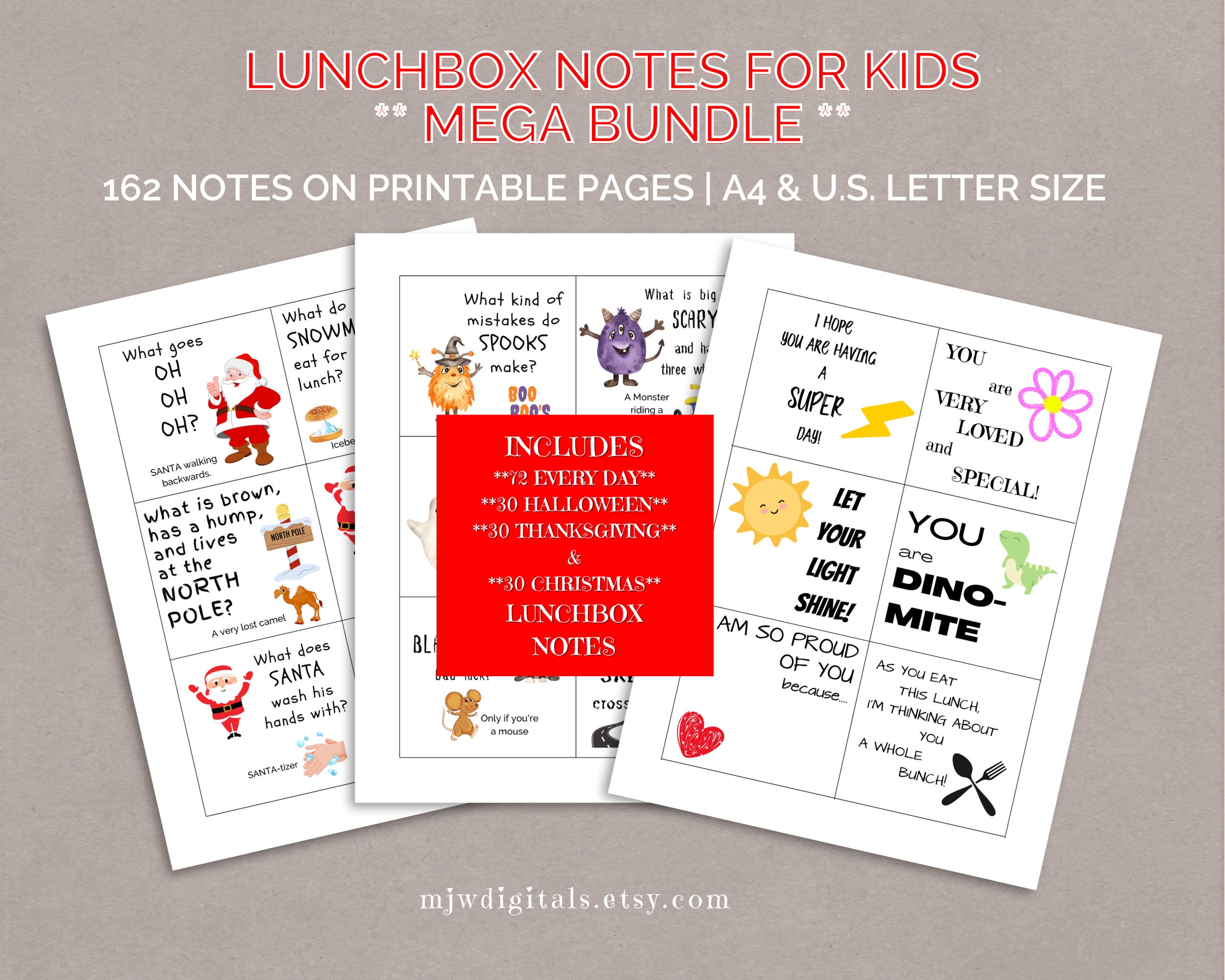 Kids Lunchbox Notes, Mega Bundle, Jokes, Motivation (printable PDF) - Etsy