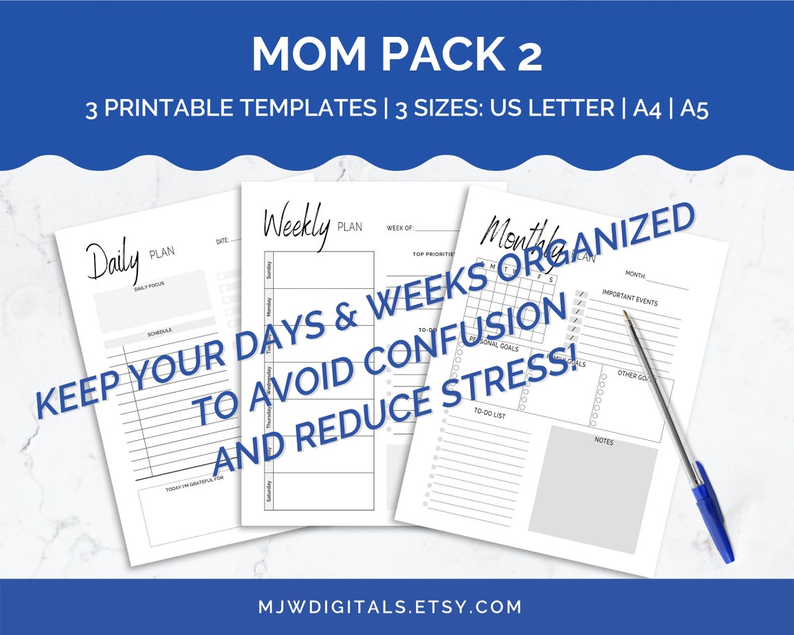 Mom Pack 2 Bundle Printable Templates for Busy Moms to Help - Etsy