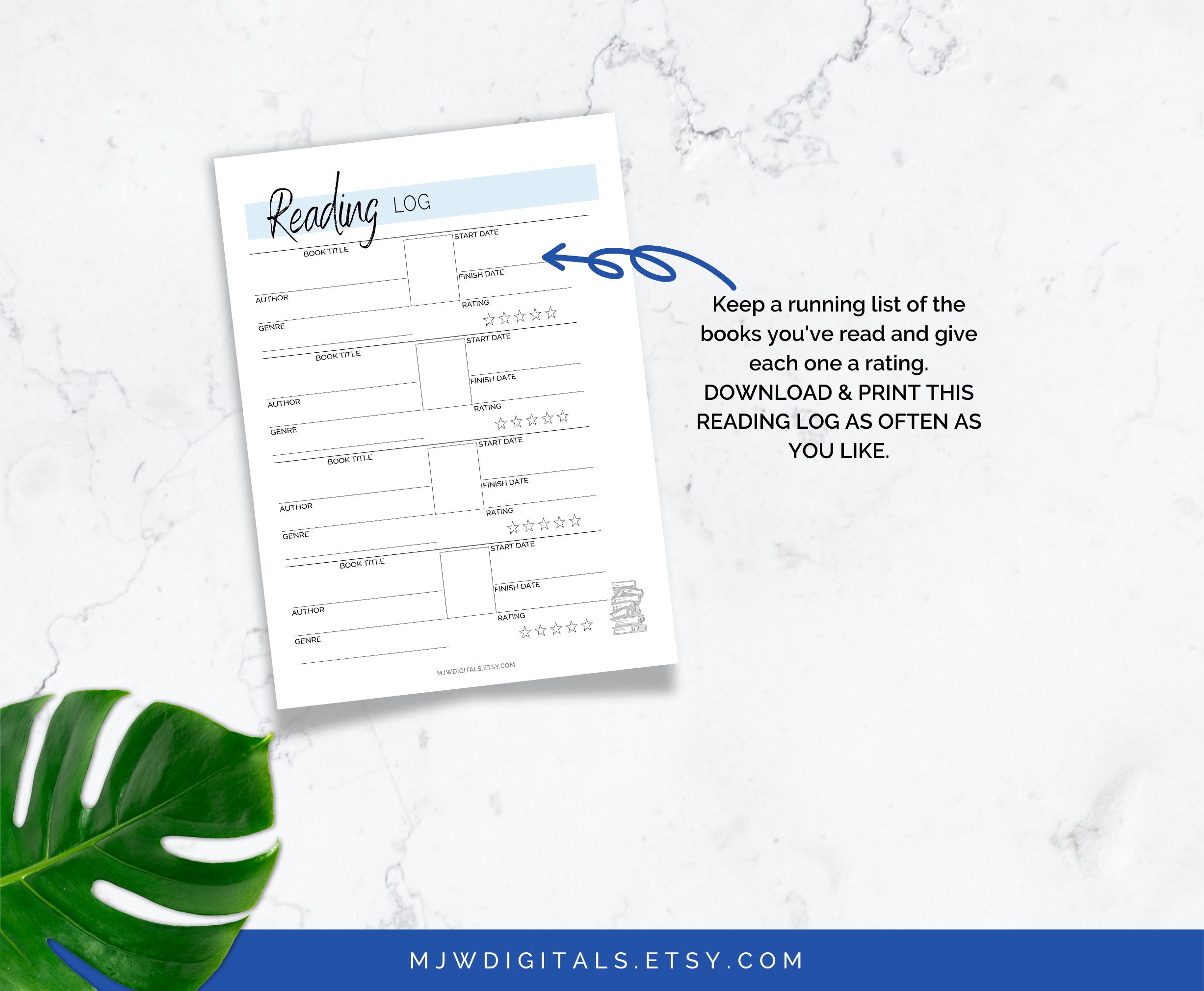 Printable Reading Log, Book Tracker, Book Summary, Book Review, Reading ...