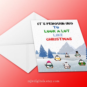 Christmas Card, PRINTABLE, Funny Christmas Card, Penguin, INSTANT ...