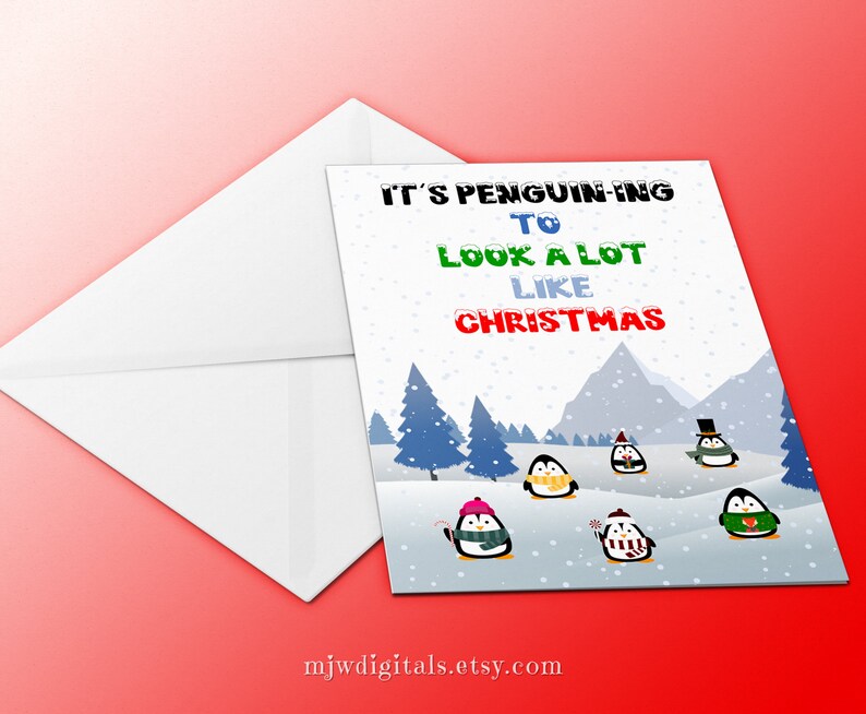 Christmas Card, PRINTABLE, Funny Christmas Card, Penguin, INSTANT ...