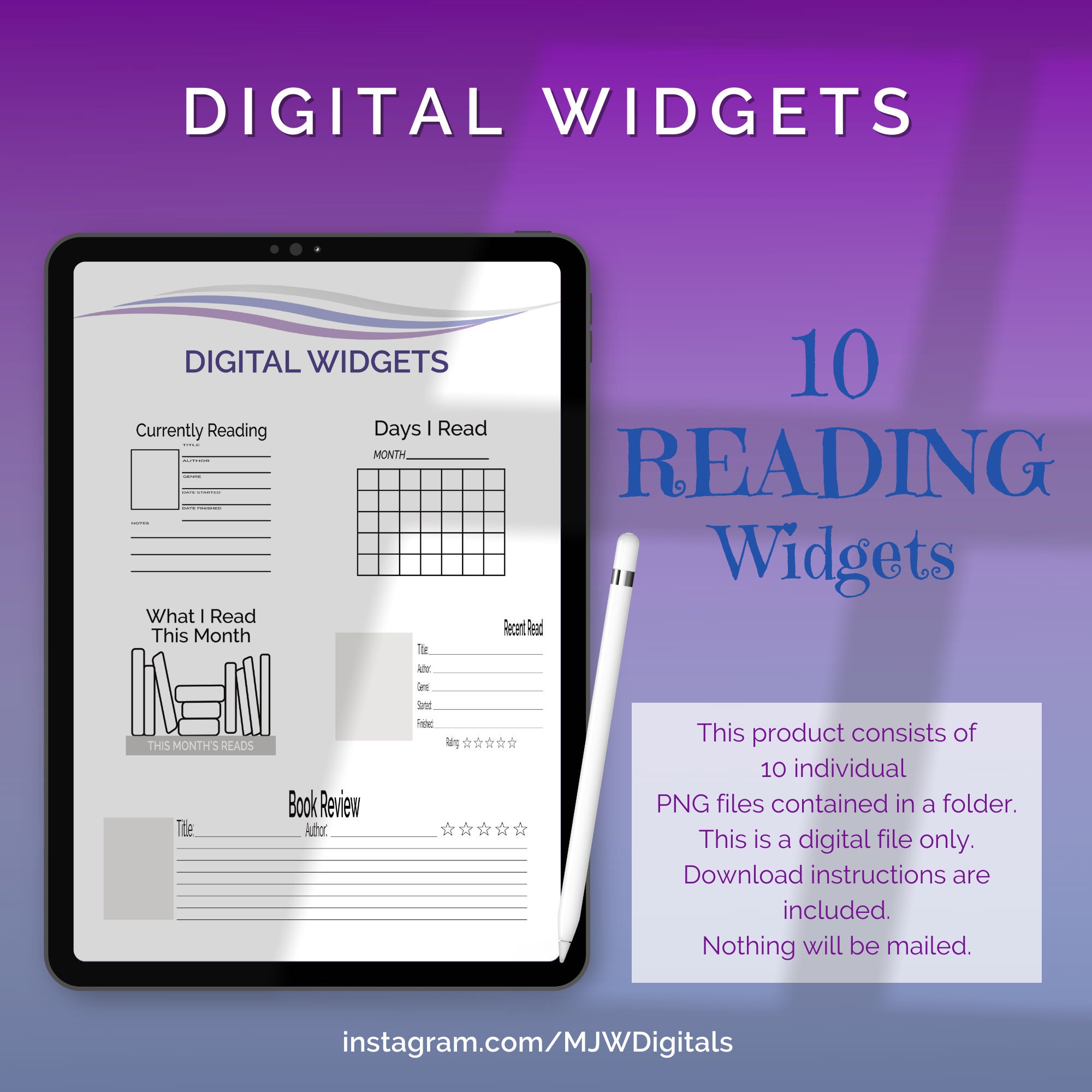 Digital Widgets, Digital Reading Stickers, Reading Widgets, Book ...