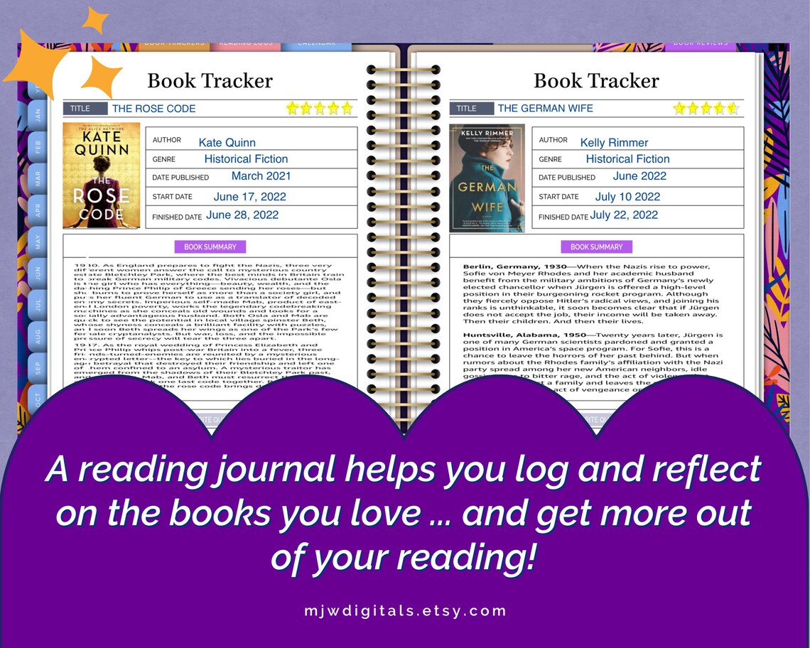 Deluxe Reading Journal, Book Lover Digital Planner (231 Page) - Etsy
