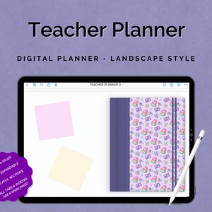 Digital Teacher Planner, Purple Back to School Theme (PDF) - Etsy
