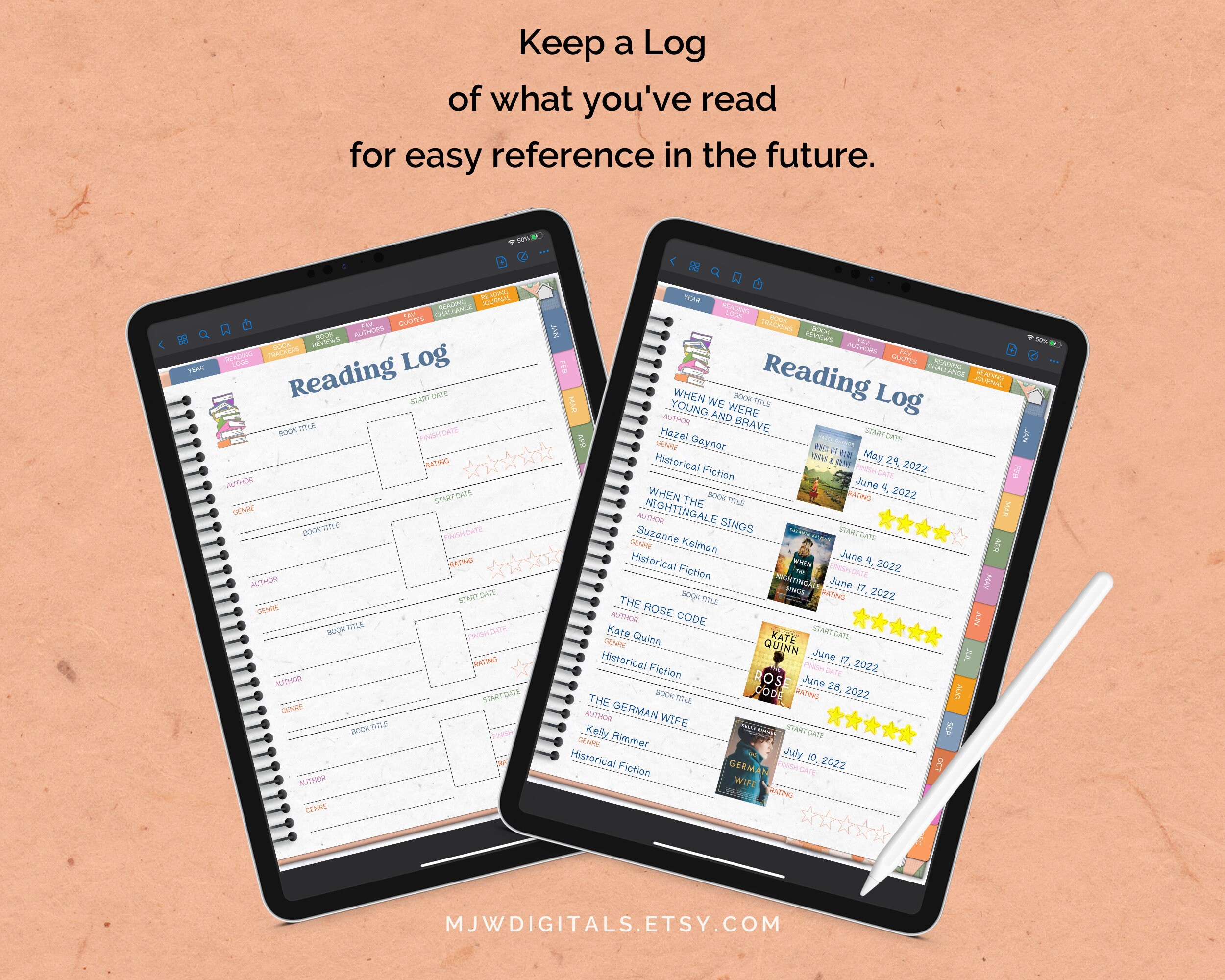 Reading Journal, Retro Deluxe, Digital Planner for Book Lovers, Book ...
