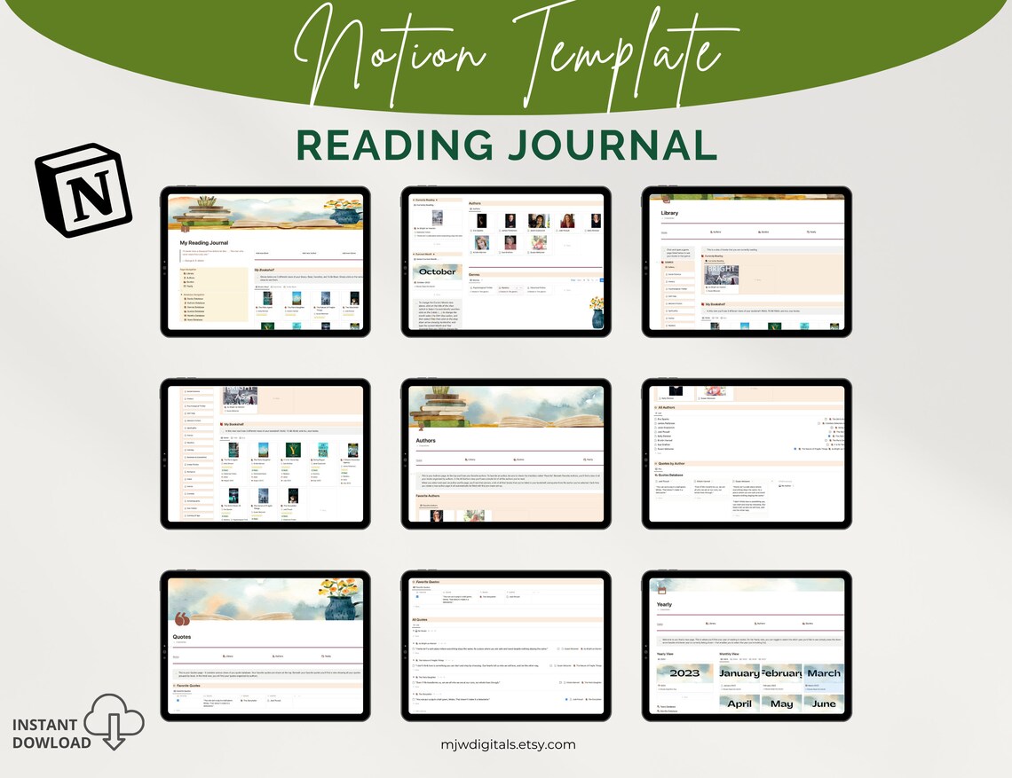 Notion Reading Journal Template Organize and Showcase Your - Etsy