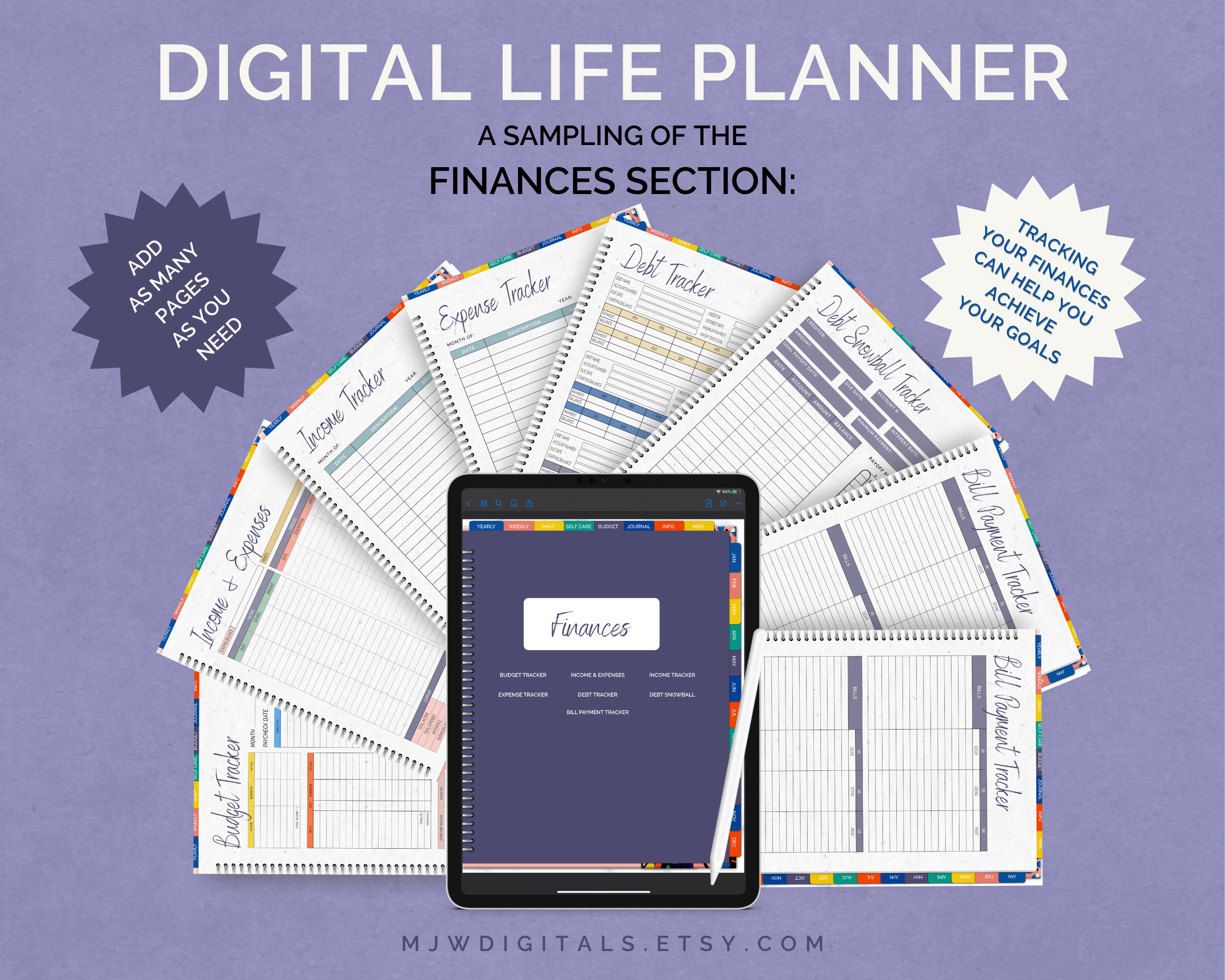 Life Planner & Organizer, Undated, Digital Planner for Note-taking Apps ...