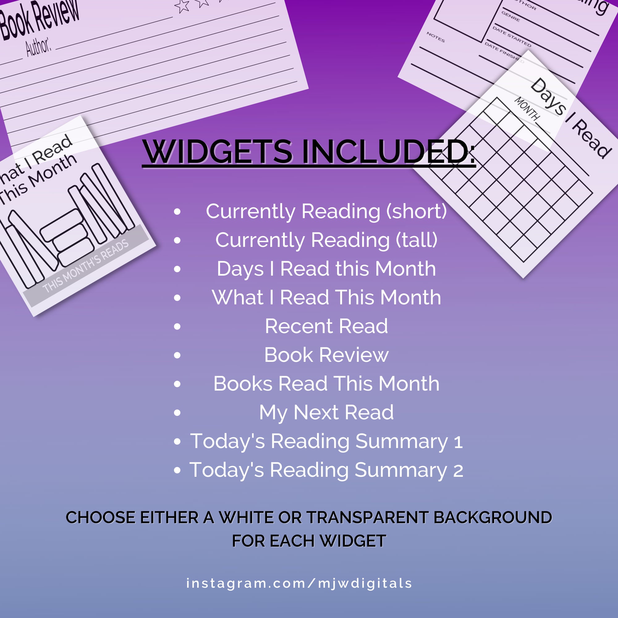 Digital Widgets, Digital Reading Stickers, Reading Widgets, Book ...
