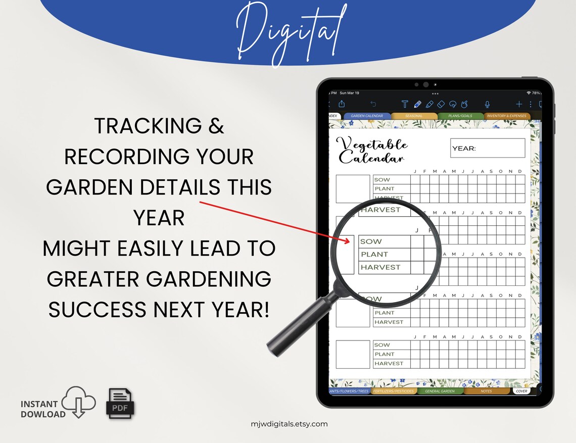 Garden Digital Planner, Garden Journal, Gardener Notebook, Gardening ...