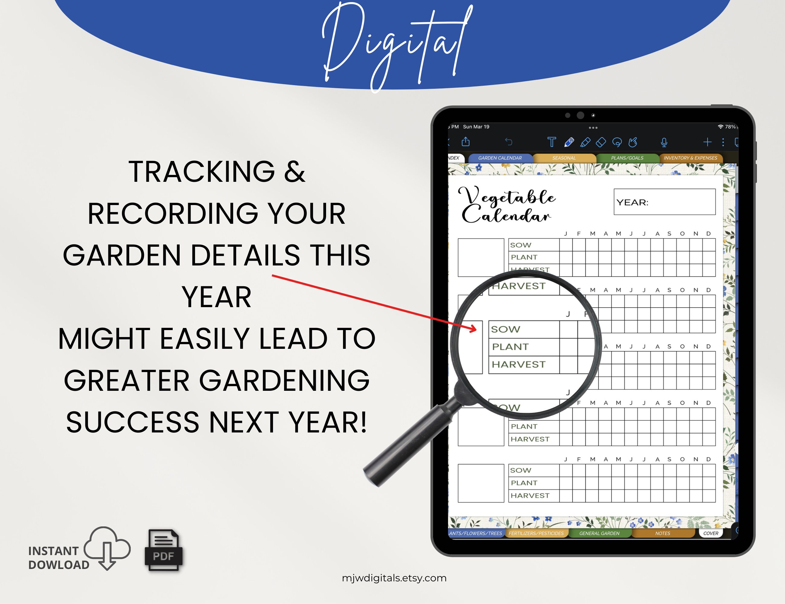 Garden Digital Planner, Garden Journal, Gardener Notebook, Gardening ...