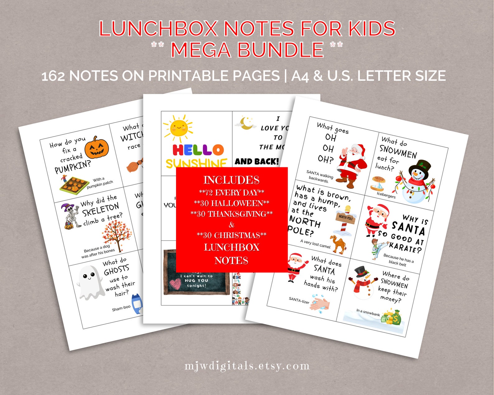 Kids Lunchbox Notes, Mega Bundle, Jokes, Motivation (printable PDF) - Etsy