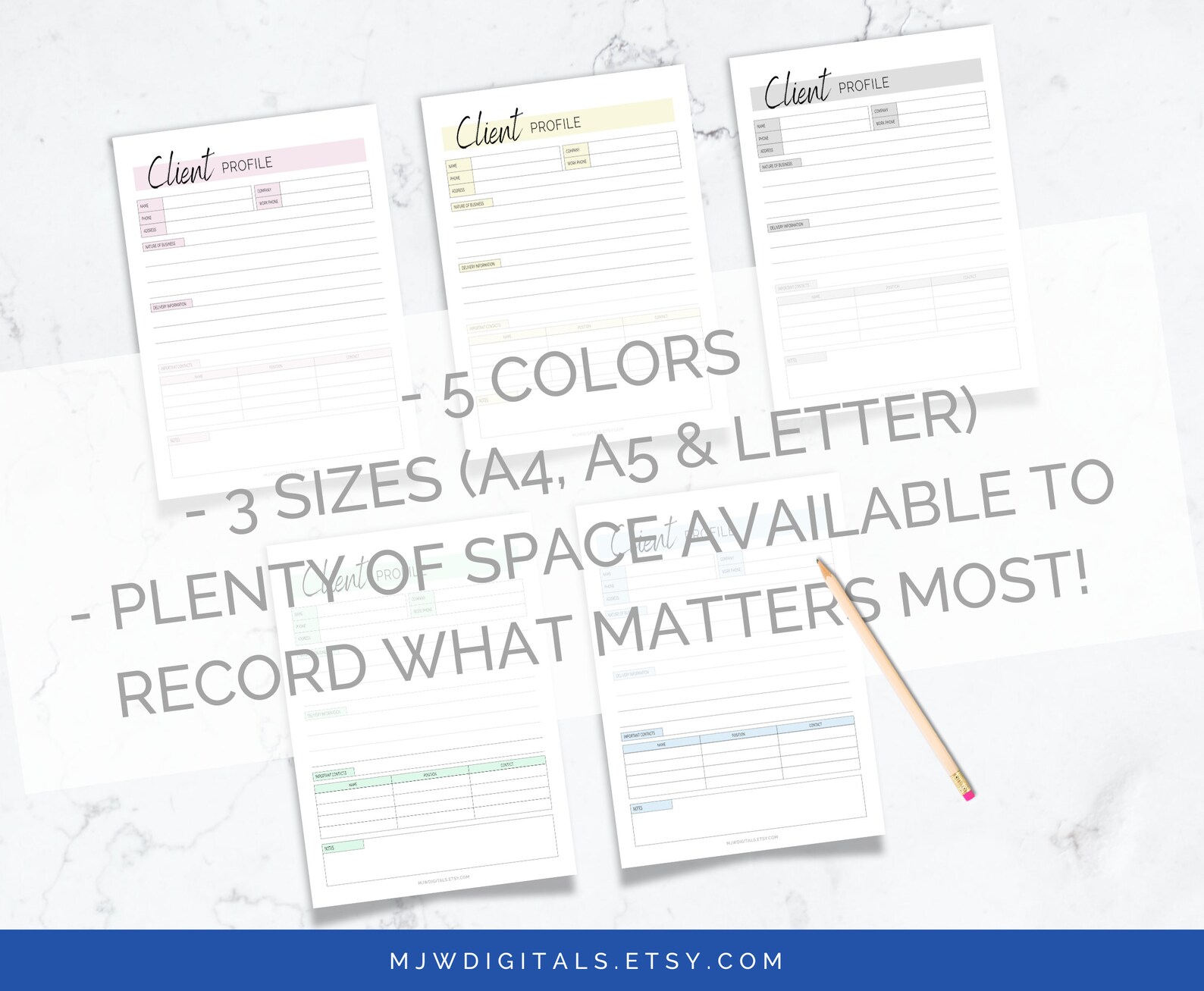 Client Profile, Customer Information Card, Printable, Fillable PDF ...