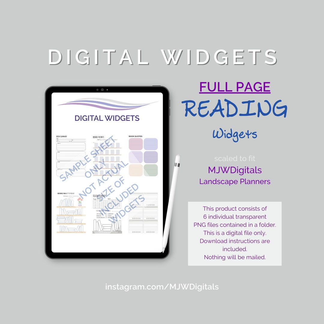 Reading Widgets, Digital Widgets, Full Page, Books, Pngs, Digital ...