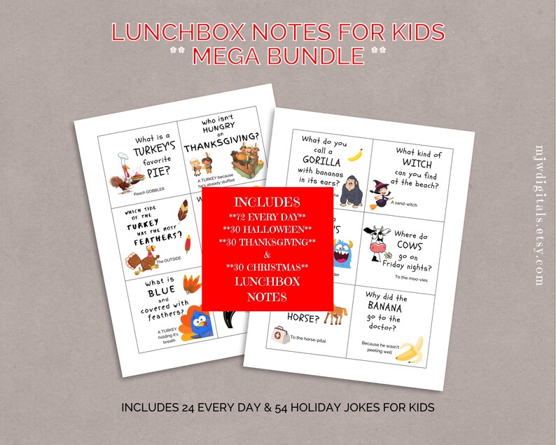 Lunchbox Notes for Kids Mega Bundle, Printable, 162 Lunch Notes ...