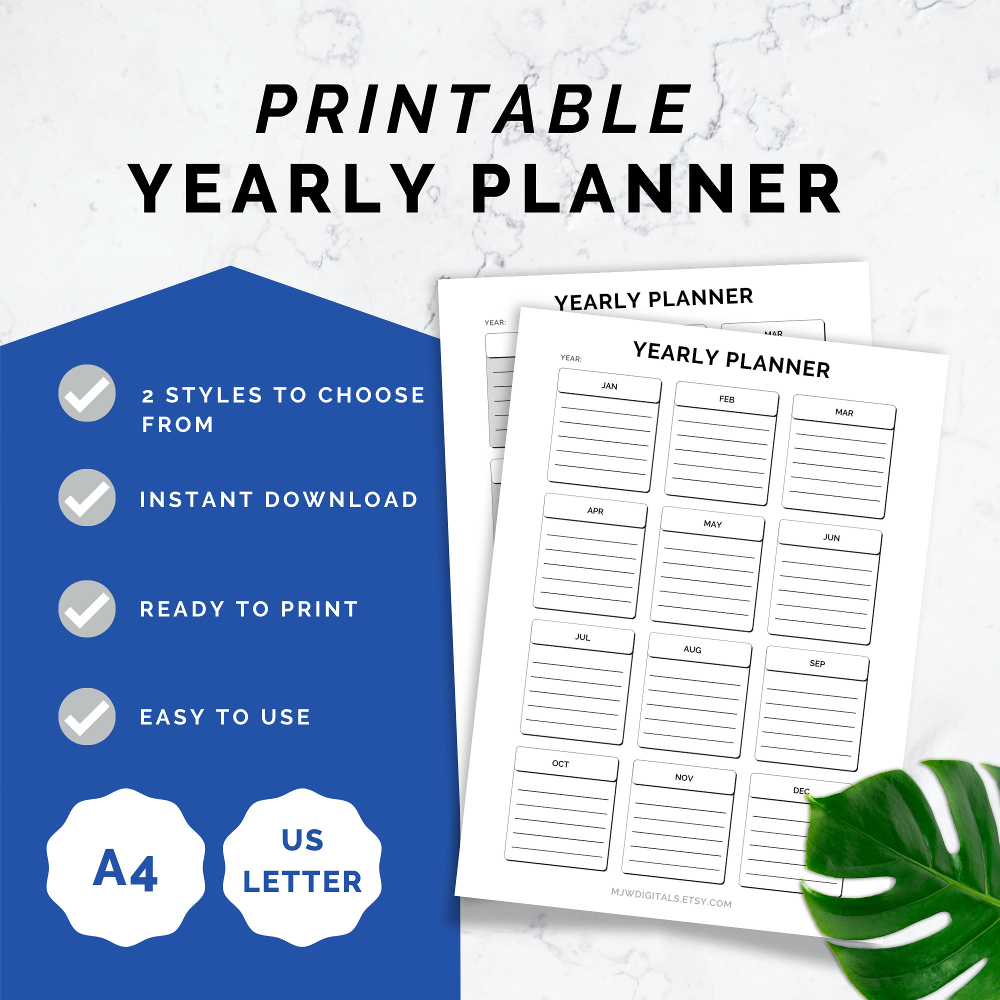 Printable Planner Yearly Planner Printable Planner Pages - Etsy