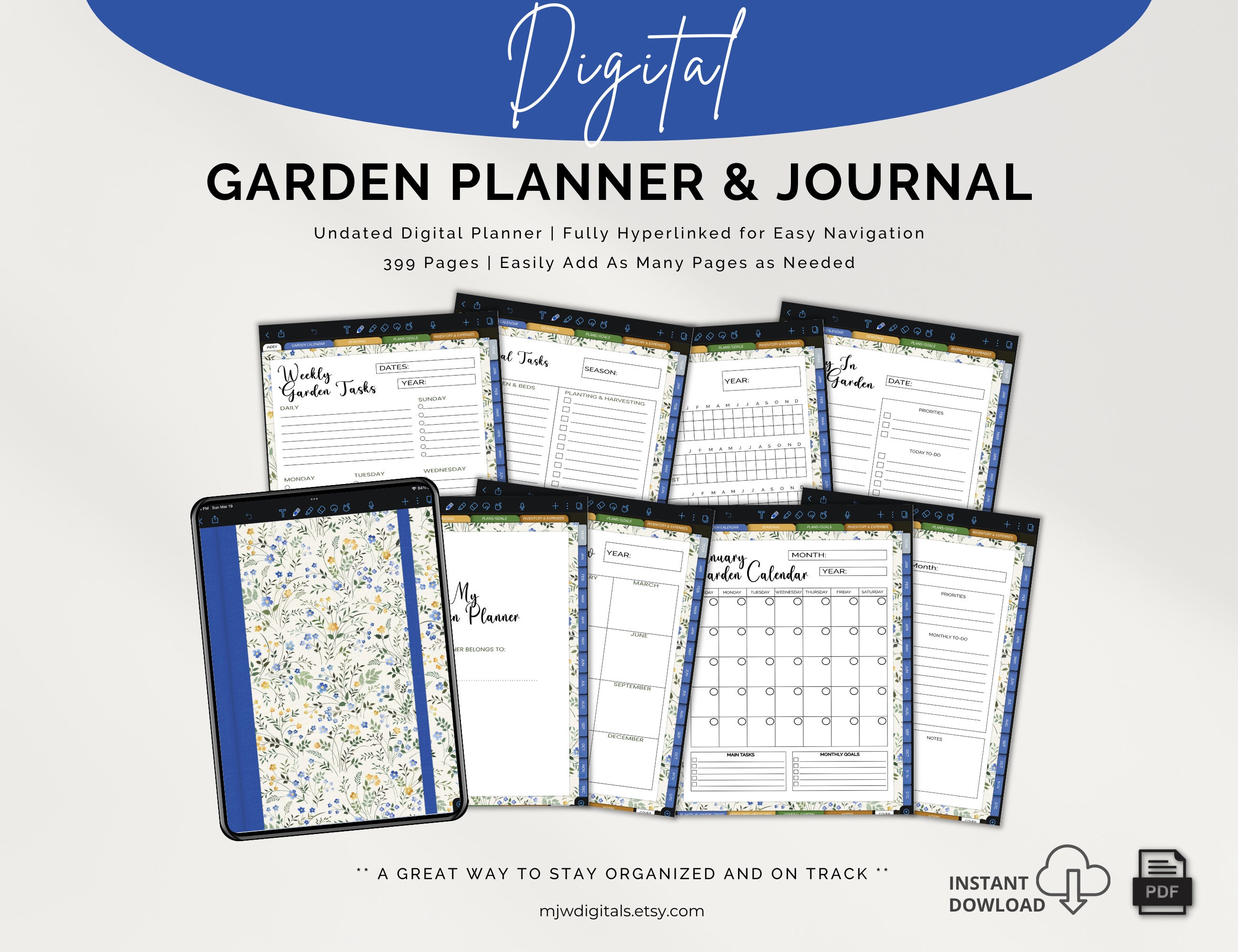 Digital Garden Planner Journal, 399 Page Gardening Organizer (goodnotes ...