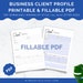 Client Profile, Fillable, Printable Customer Information Card, Customer ...