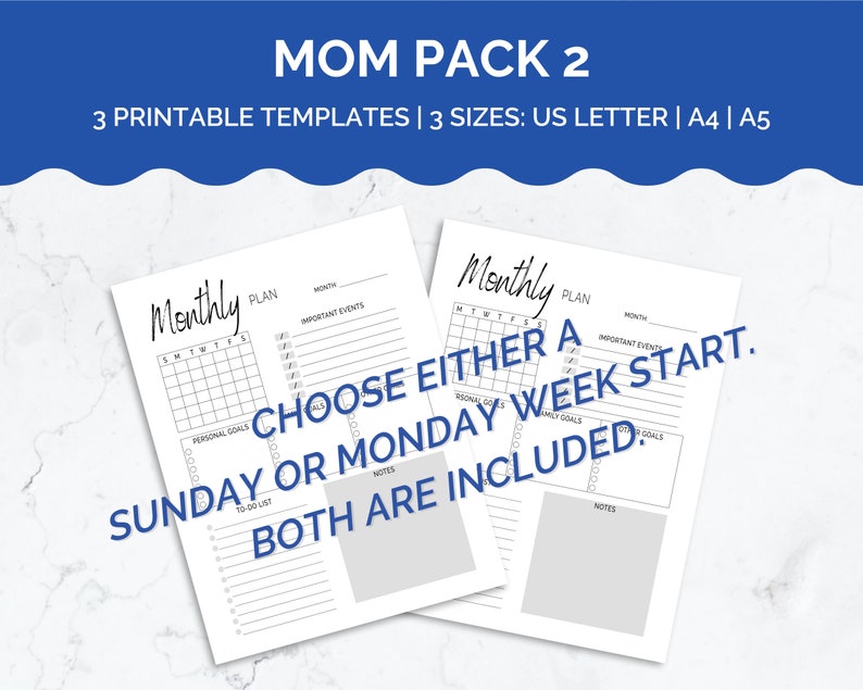 Mom Pack 2 Bundle Printable Templates for Busy Moms to Help - Etsy