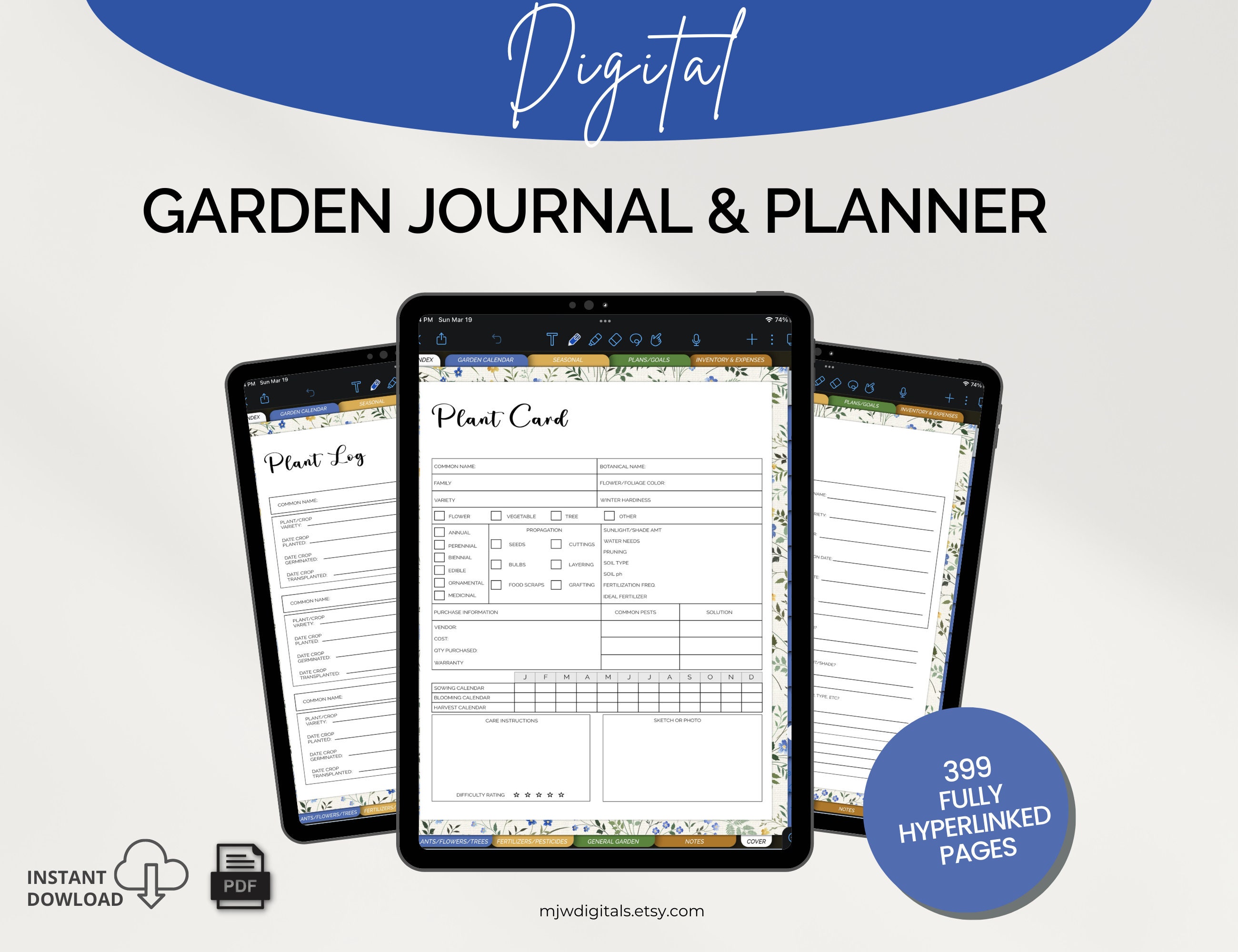 Garden Digital Planner, Garden Journal, Gardener Notebook, Gardening ...