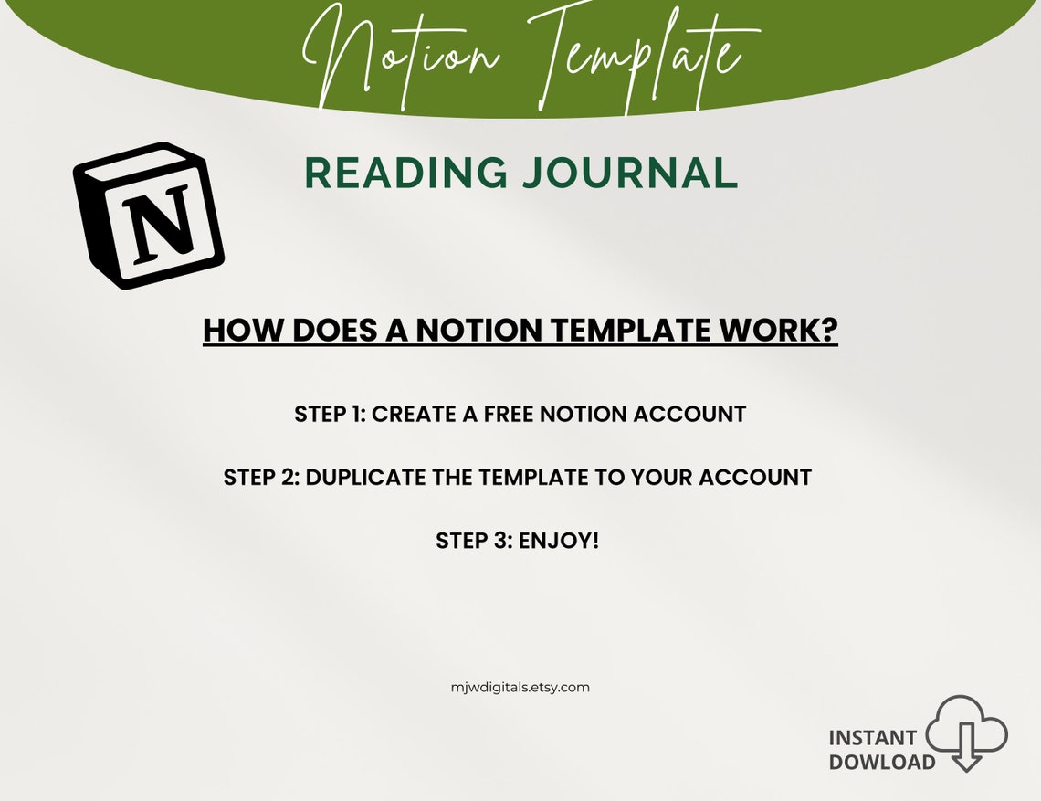 Notion Reading Journal Template Organize and Showcase Your - Etsy