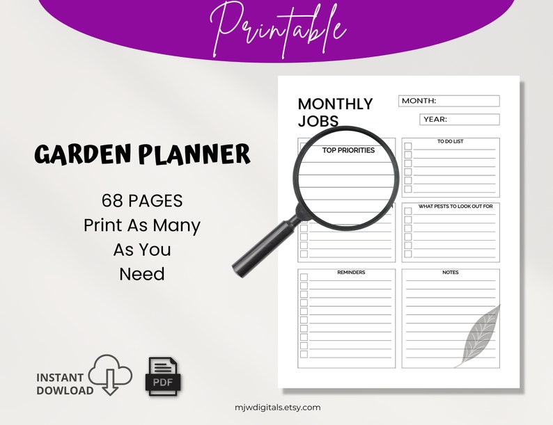 68-page Garden Planner Journal, Printable Gardening Organizer (PDF) - Etsy