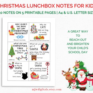 Christmas, Lunchbox Notes for Kids, Printable, 30 Christmas Lunch Box ...