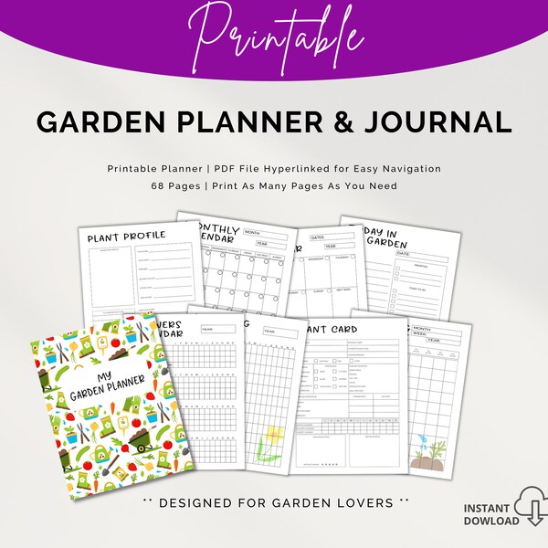 Garden Digital Planner, Garden Journal, Gardener Notebook, Gardening ...