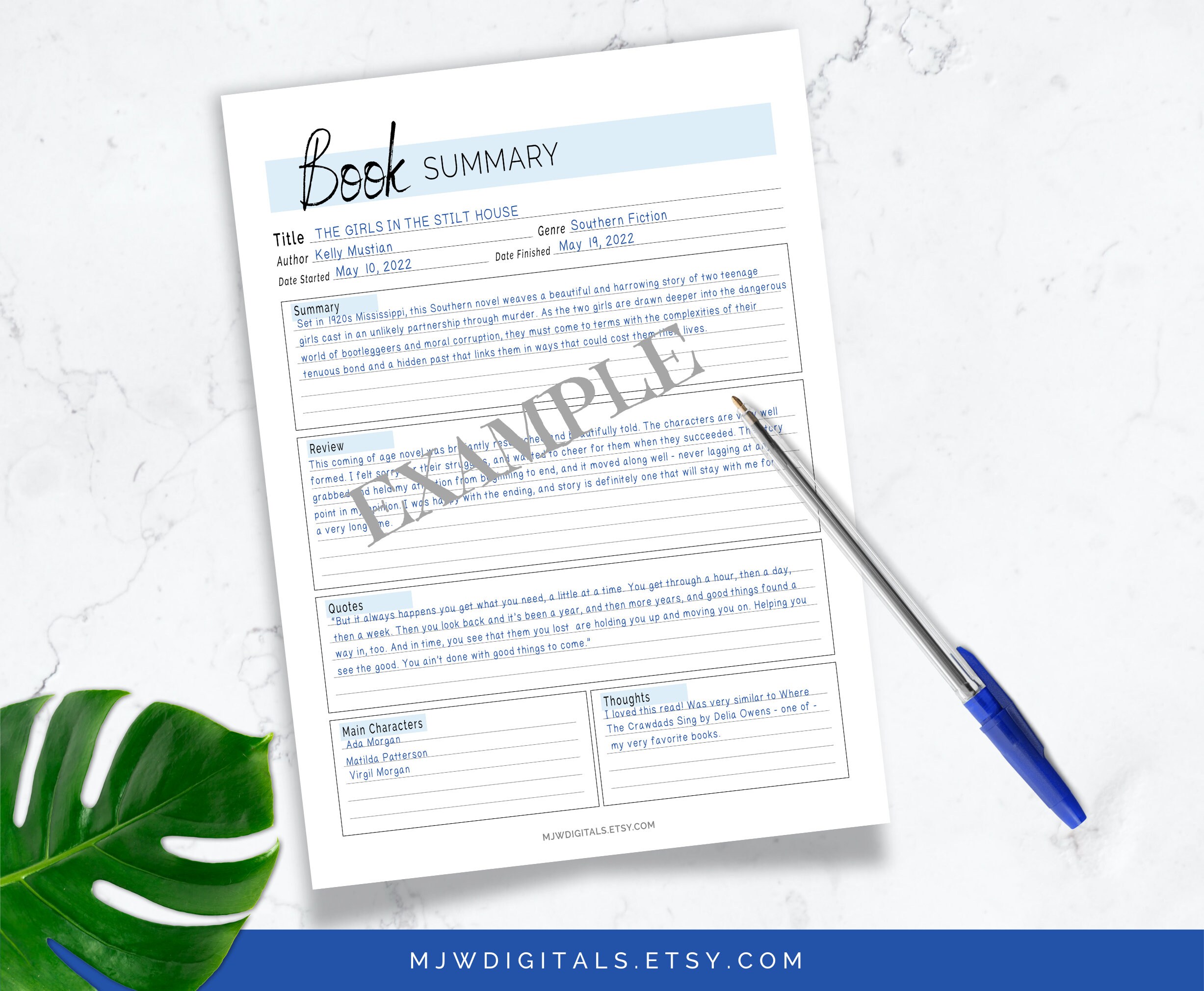 Book Review, Book Summary, Printable Template, Reading Tracker, Reading ...