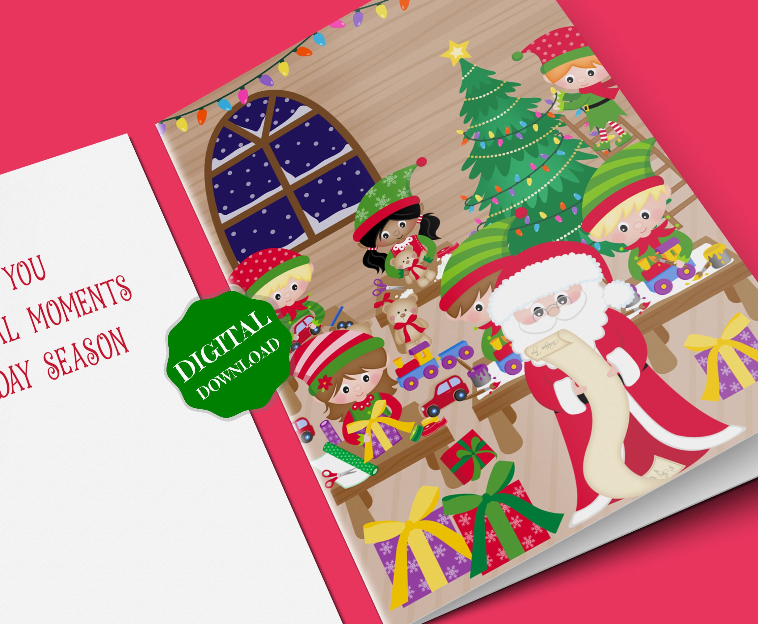 Christmas Card, PRINTABLE, Santa, Fun Christmas Card, INSTANT DOWNLOAD ...