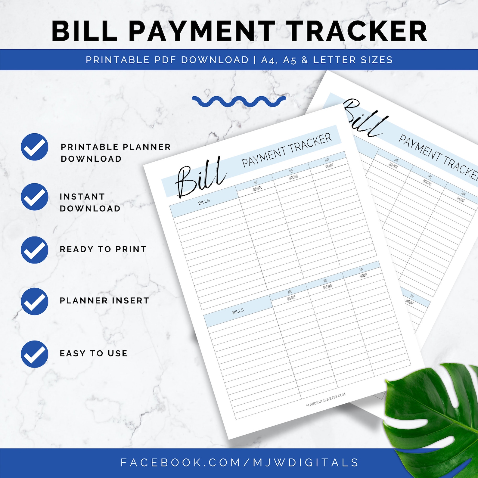 Printable Planner, Bill Tracker Printable Planner Page, Finance Planner ...
