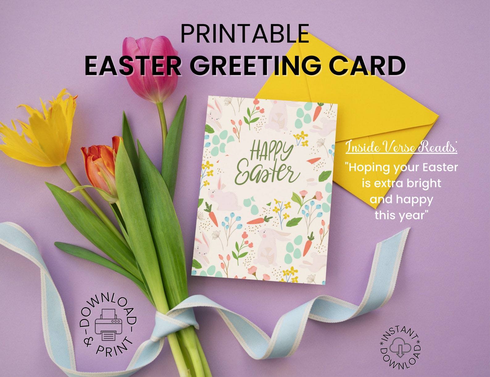 Printable Easter Card Bundle, Floral 5x7 Greeting (digital Download) - Etsy