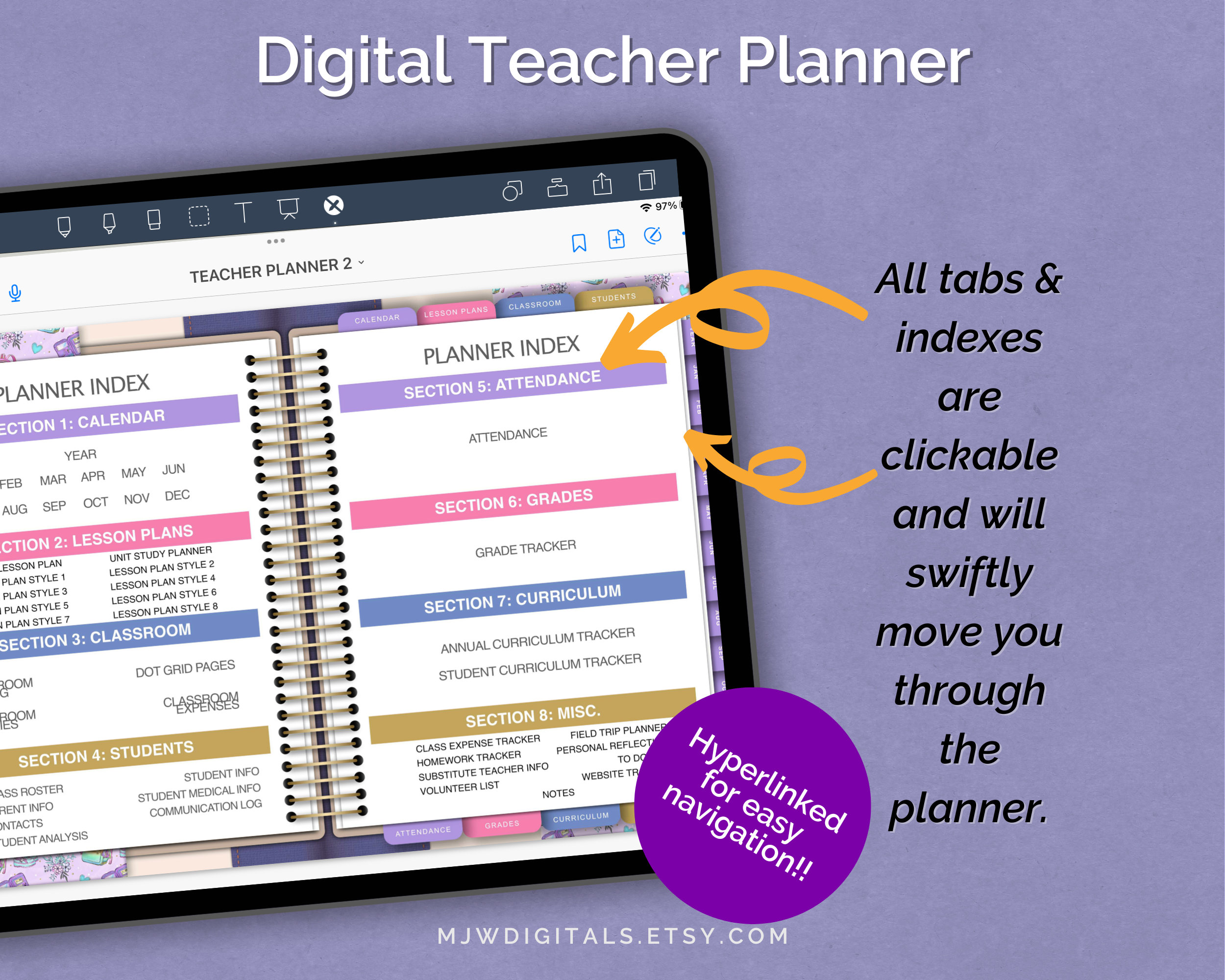 Teacher, Digital Planner for Teachers, 2023-24 School Year, Lesson ...