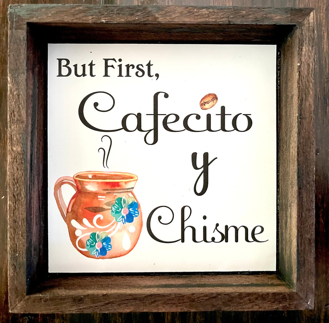 Cafecito Y Chisme Mini Wood Sign 5x5 - Etsy