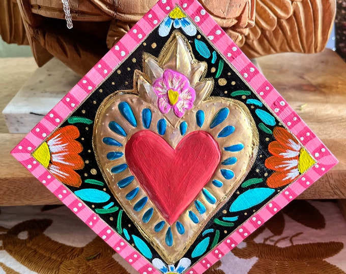 Sacred Heart Mexican Folk Art 5"x5"; Embossed Art; Arte Repujado - Etsy