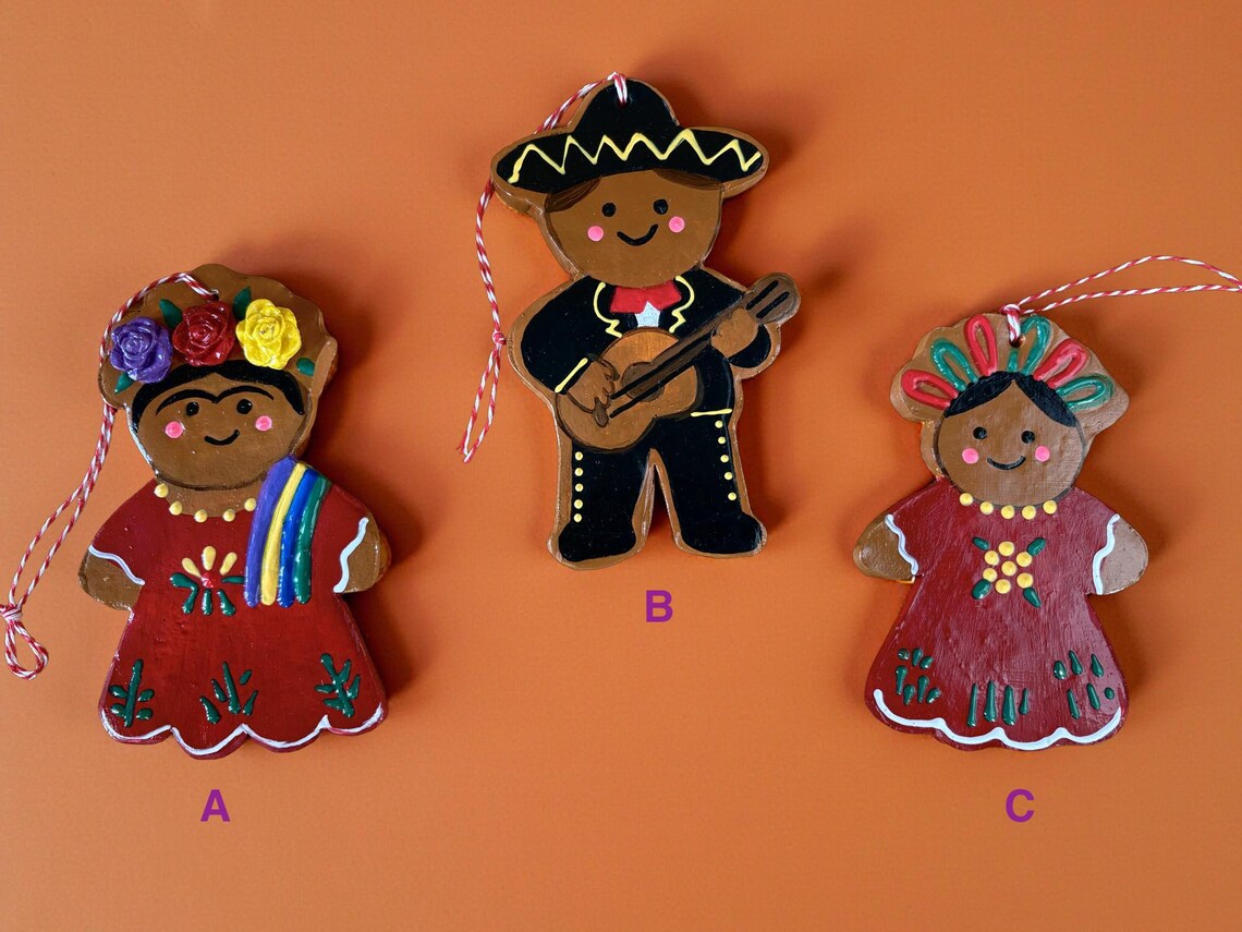 Handmade Folk Art Mexican Gingerbread Clay Ornament, Latin Christmas ...