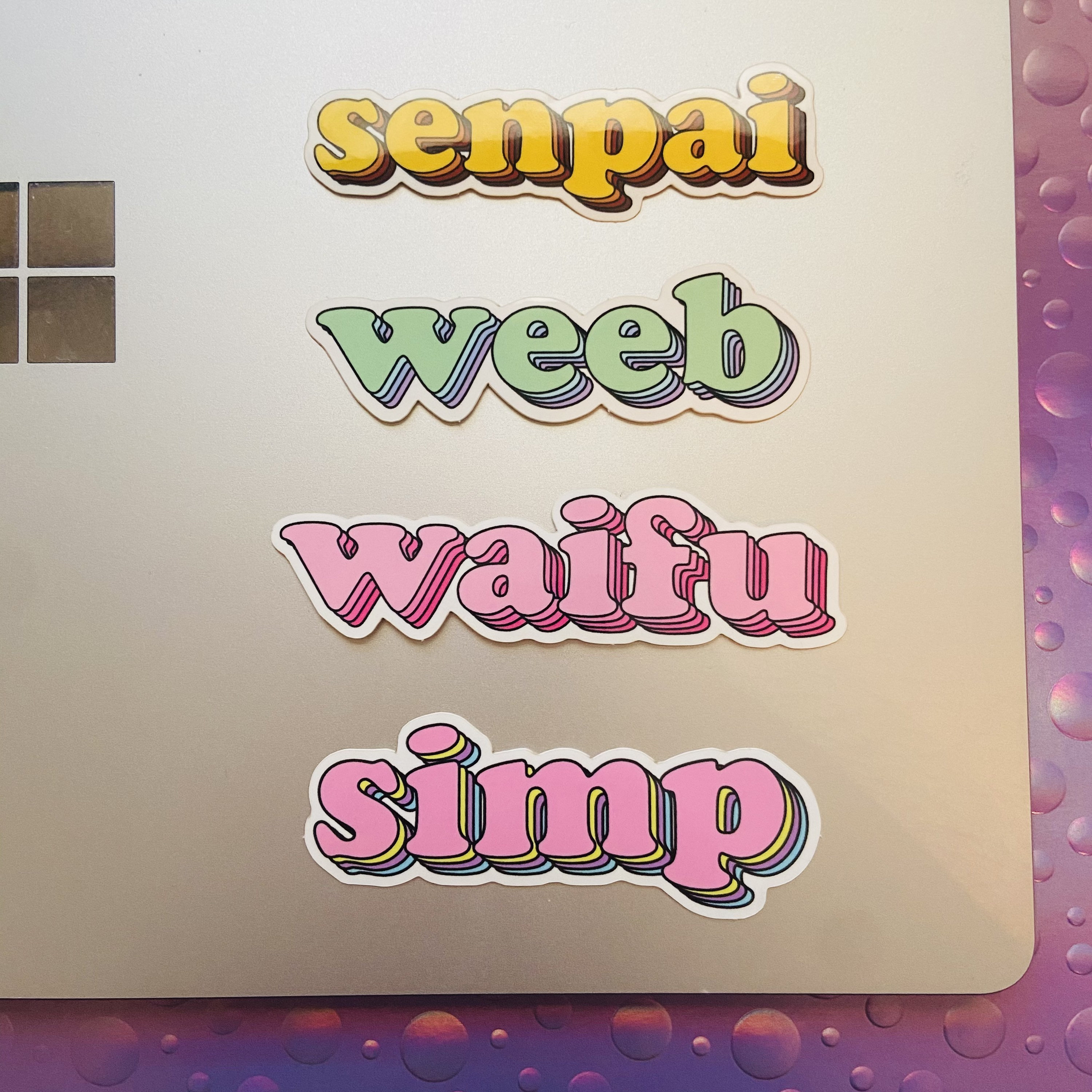 Waifu, Weeb, Senpai, Simp Stickers Glossy Vinyl Decal Anime Fan Kawaii ...
