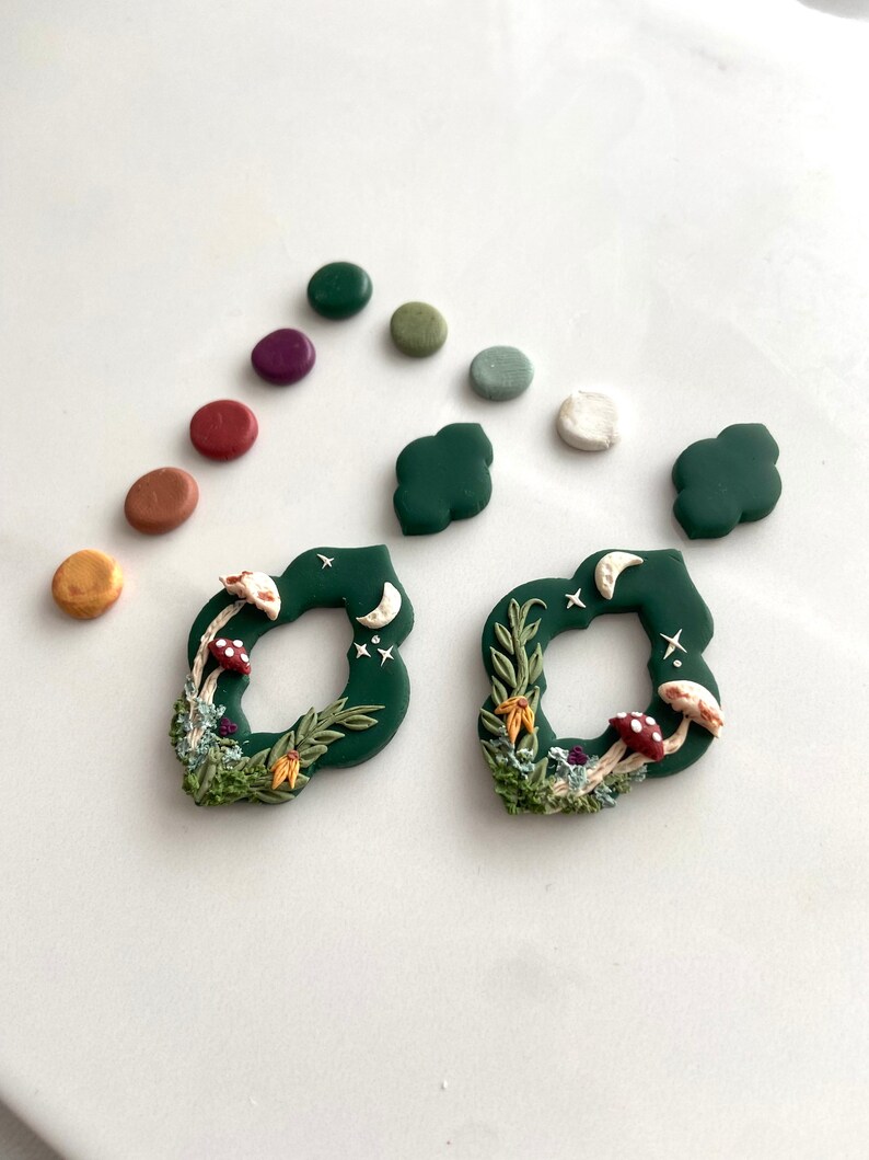 Cottage Core Clay Earrings / Handmade Clay Earrings / Tiny Mushroom ...