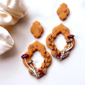 Cottage Core Mustard Mushroom Dangles / Clay Mushroom Earrings ...