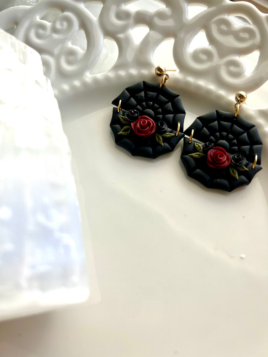 Black Spider Web With Rose Details / Roses / Holiday / Halloween/ Fall ...
