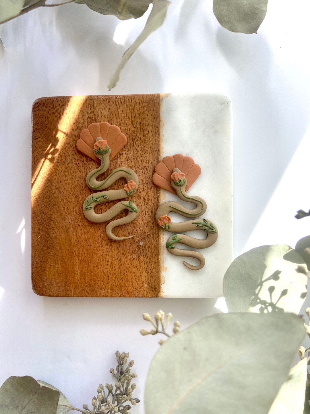 Boho Clay Snake Earrings / Clay Snake Studs / Clay Snake Earrings ...