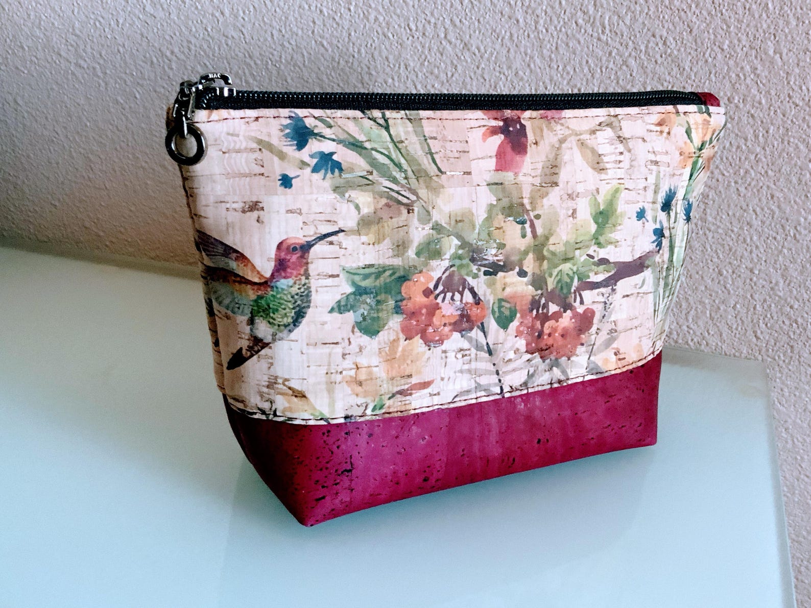 Sock Knitting Project Bag Cork Zipper Pouch. Cosmetic Bag, Purse ...