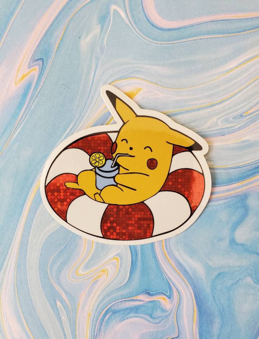 Floaty Pikachu - Pokemon Inspired Sticker - Etsy