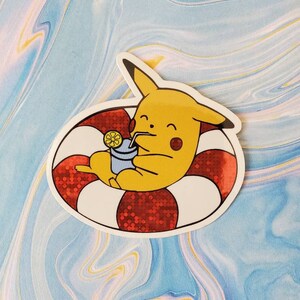 Floaty Pikachu - Pokemon Inspired Sticker - Etsy