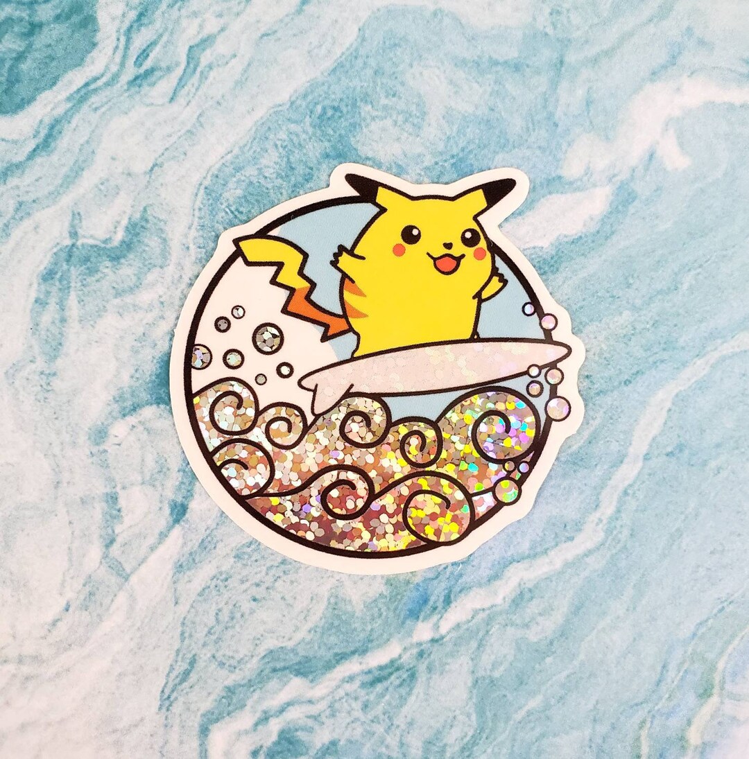Surfing Pikachu Pokemon Inspired Sticker - Etsy