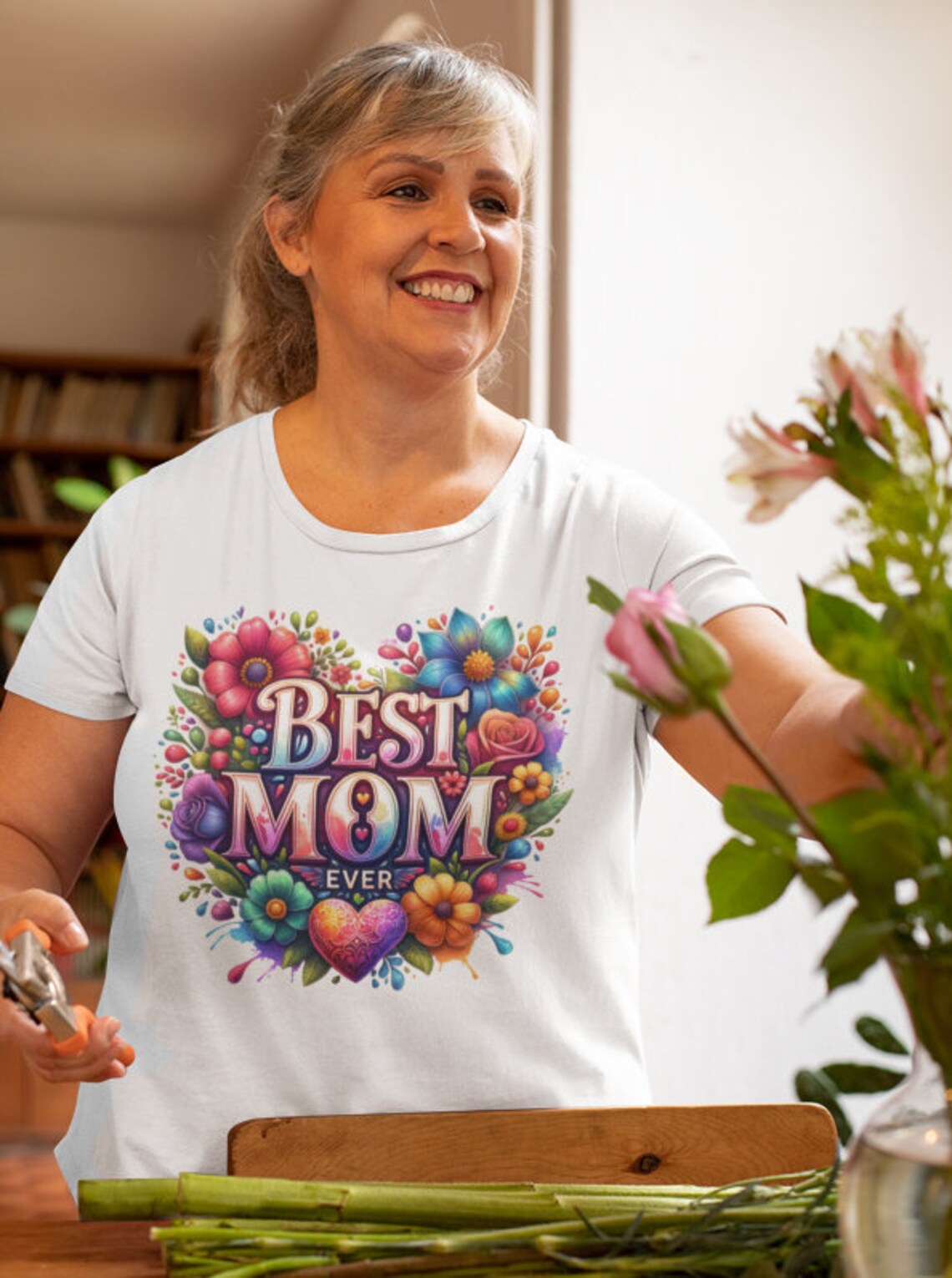Best Mom Ever Mother's Day Png , Floral Mama Png, Mom With Floral Png ...
