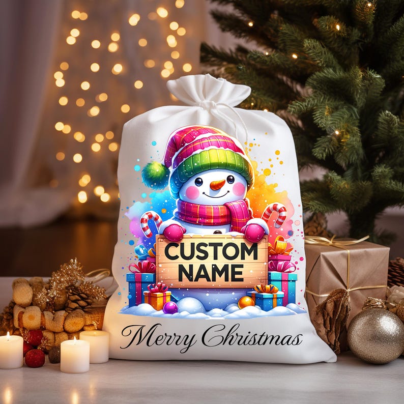 Santa Sack Sublimation Design PNG Personalized Christmas Santa Sack ...