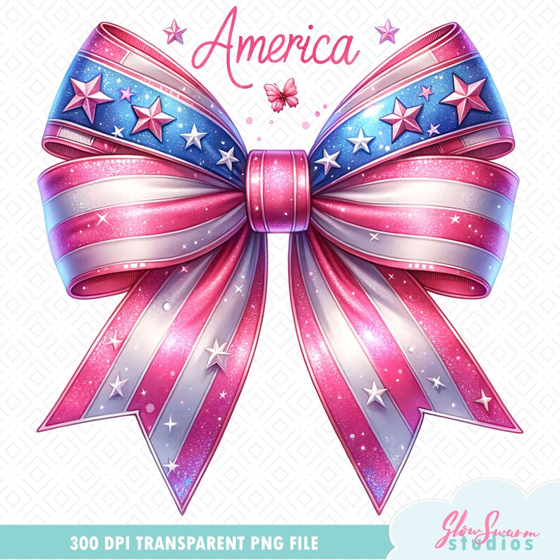 American Bow Coquette Clipart, 4th of July Coquette Bow Png, Coquette ...
