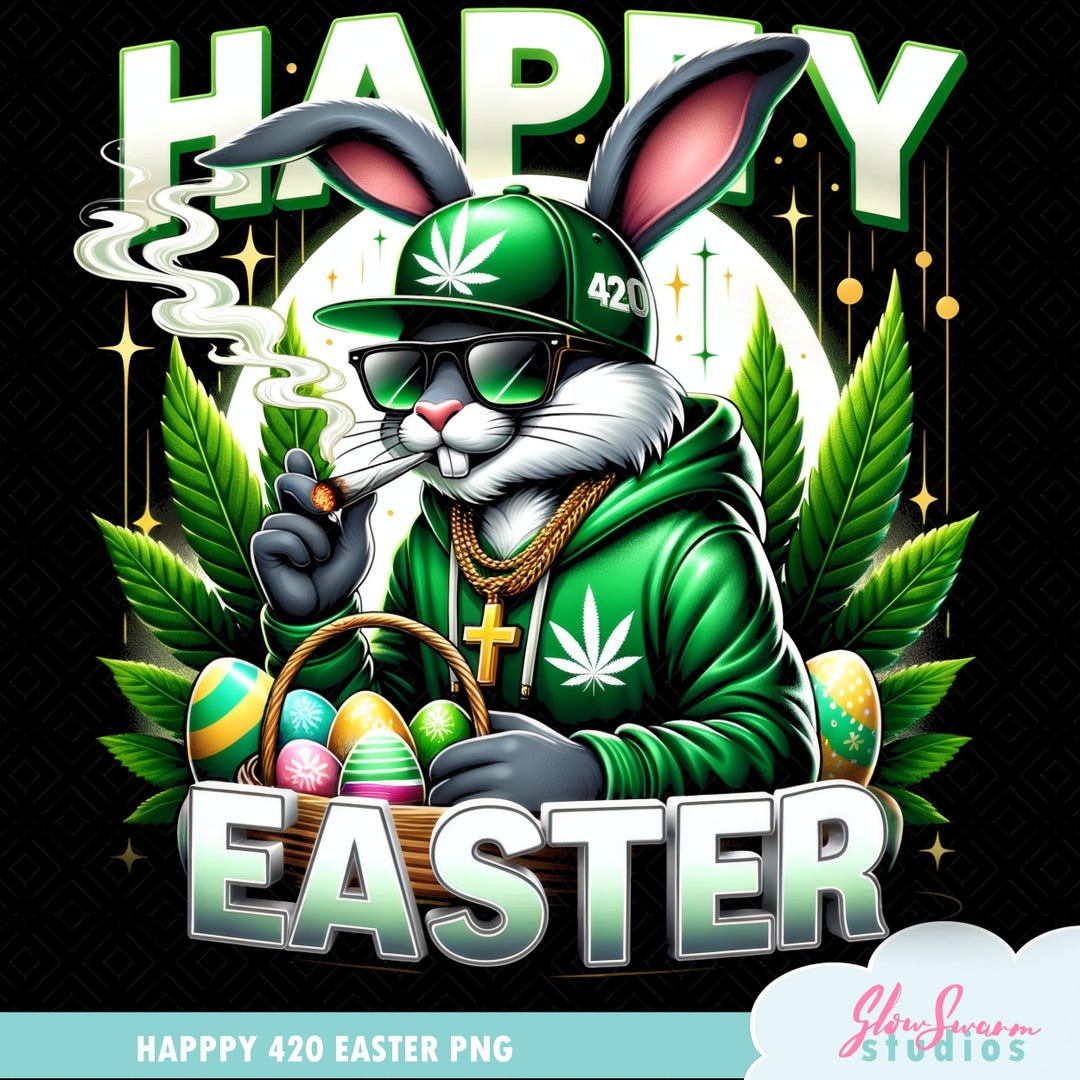Happy 420 Easter Day Bunny Smoking Weed Marijuana Funny 420 PNG, Easter ...
